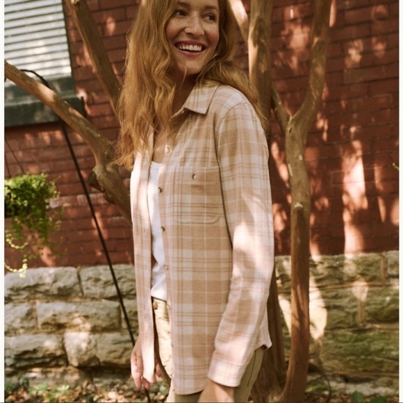 Faherty | Tops | Faherty Legend Sweater Shirt Button Front Pink Peach ...